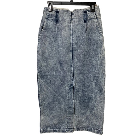 Vintage | Skirts | Vintage 8s 90s Whipp Acid Wash Long Denim Jean Skirt ...